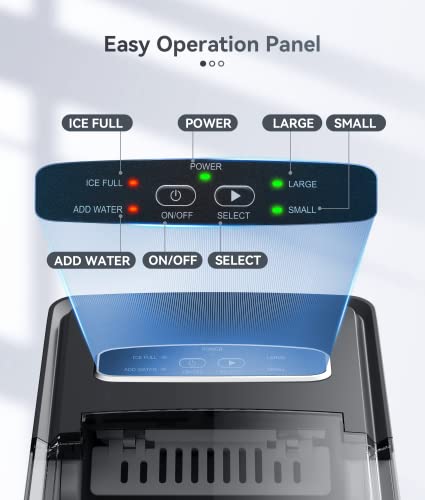 ecozy Portable Ice Maker Countertop, 9 Cubes Ready in 6 Mins, 26 lbs in 24 Hours, Self-Cleaning Ice Maker Machine with Ice Bags/Ice Scoop/Ice Basket for Home Kitchen Office Bar Party, Silver