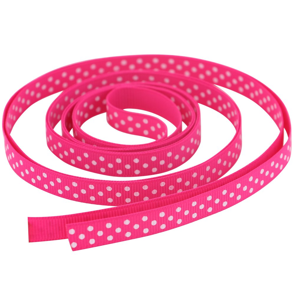 QingHan Grosgrain Ribbons for Crafts Gifts Wrapping 3/8" Boutique Polka Dot Fabric Ribbon 40yd (20 x 2yd)