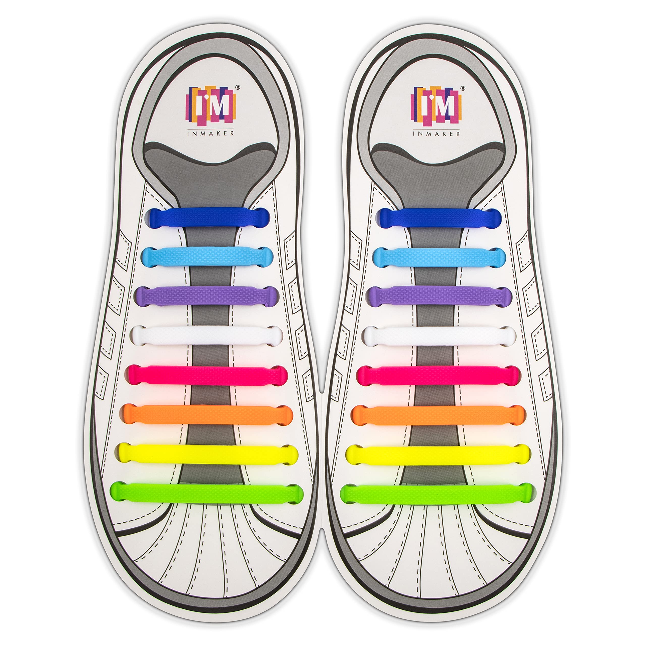 INMAKER No Tie Shoe Laces for Adults and Kids, Elastic Shoelaces for Sneakers, Rubber Silicone Tieless Laces
