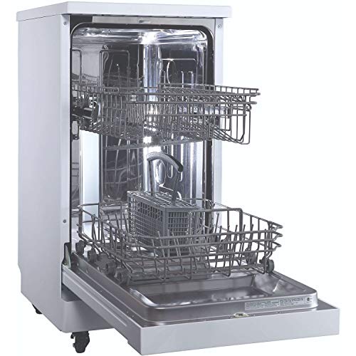 Danby DDW1805EWP 18 inch Portable Dishwasher with 8 Place Setting Capacity; 4 Wash Cycles; Energy Star Certified; Adjustable Upper Rack; in White