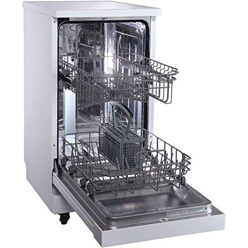 Danby DDW1805EWP 18 inch Portable Dishwasher with 8 Place Setting Capacity; 4 Wash Cycles; Energy Star Certified; Adjustable Upper Rack; in White