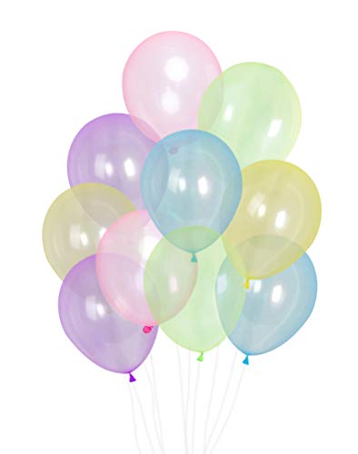 AnnoDeel 100pcs Crystal Pastel Clear Balloon, 12 inch Colorful Thick Transparent Party Latex Balloon for Wedding Birthday Baby Shower Party Decoration (MIX)
