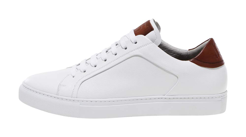 J75 Men's Blake-Low Leather Low Top Sneaker | Lightweight Comfortable & Durable | Lace Up Classic Casual Trainers|White Pebble Size 12