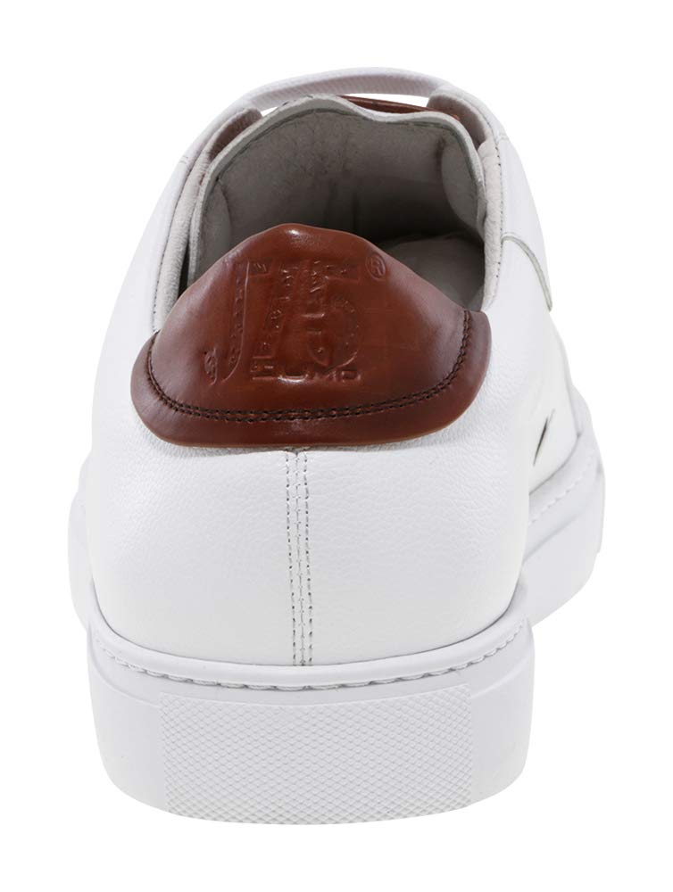 J75 Men's Blake-Low Leather Low Top Sneaker | Lightweight Comfortable & Durable | Lace Up Classic Casual Trainers|White Pebble Size 12