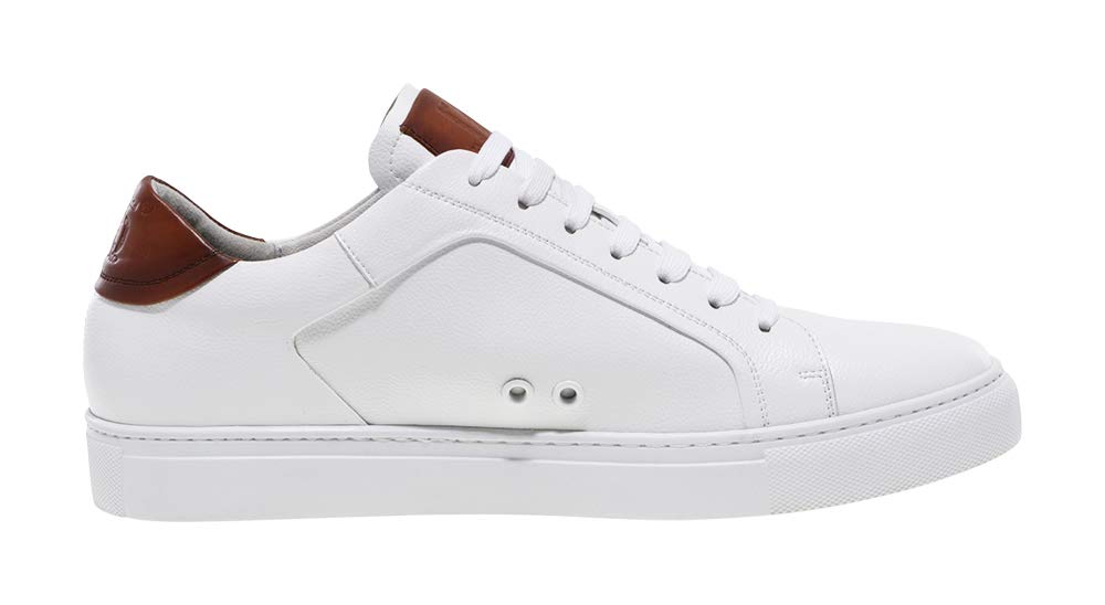 J75 Men's Blake-Low Leather Low Top Sneaker | Lightweight Comfortable & Durable | Lace Up Classic Casual Trainers|White Pebble Size 12