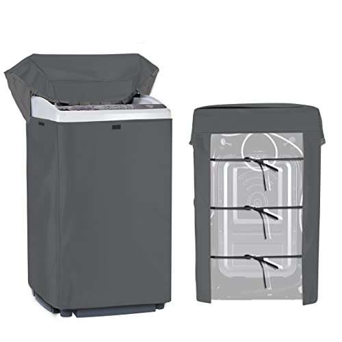 Portable Washing Machine Cover,Top Load Washer Dryer Cover,Waterproof Full-Automatic,Wheel Washing Machine Cover(XL,Grey)