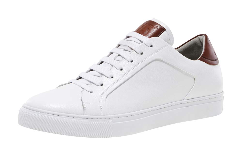 J75 Men's Blake-Low Leather Low Top Sneaker | Lightweight Comfortable & Durable | Lace Up Classic Casual Trainers|White Pebble Size 12