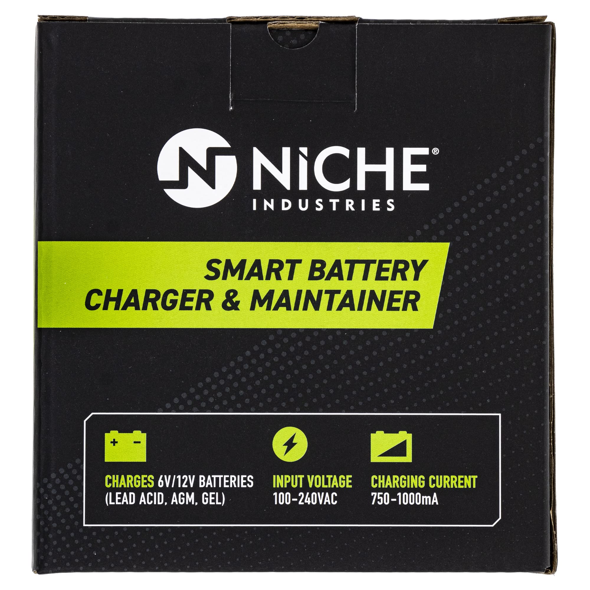 NICHE 1-Amp Fully-Automatic LCD Smart Battery Charger 6V/12V Trickle Maintainer for Motorcycle Car Truck UTV ATV Boat