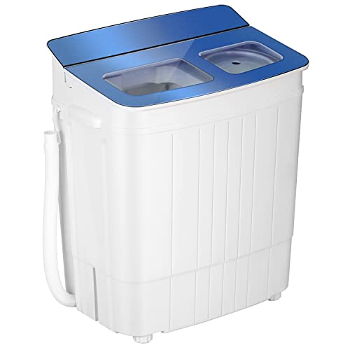 Greenvelly Portable Washing Machine Washer, 17.6 Lbs Small Mini Twin Tub Washer and Dryer Combo, Compact Laundry Clothes Washer, Automatic Wash and Spin Cycle for Apartment RV Dorm Camping (Blue Glass)