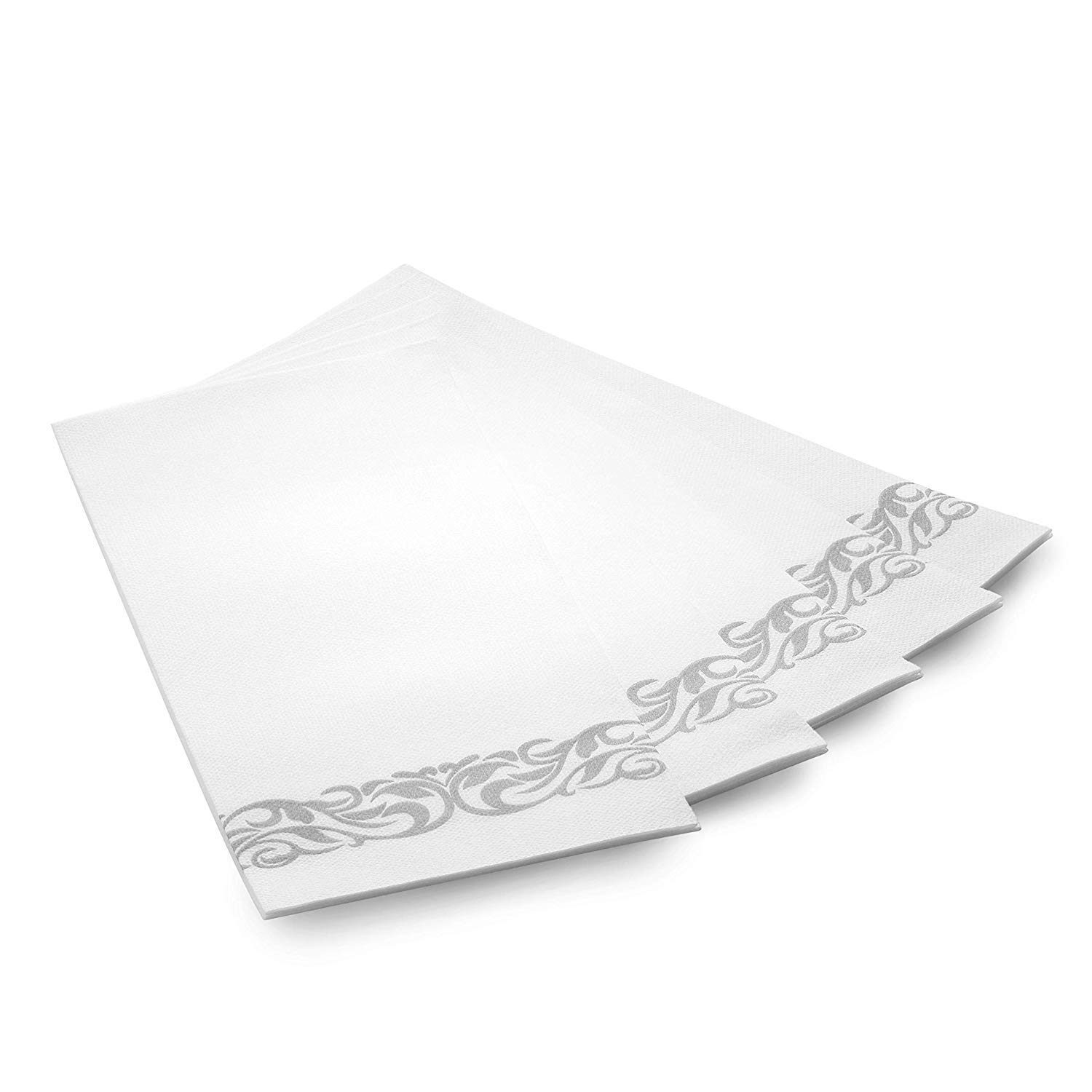 700 Piece Plastic Silver Dinnerware Set - 200 Rim Plates - 300 Silverware - 100 Cups - 100 Linen Like Silver Napkins, 100 Guest Disposable Dinnerware Set