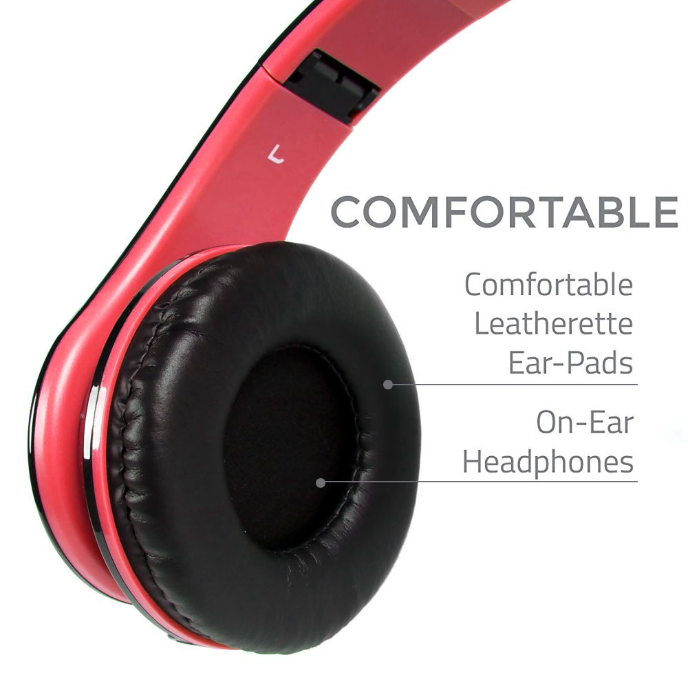BESTGOT Kids Headphones for Kids Boys Over Ear Kids Headphones with Microphone in-line Volume Foldable Headphones with 3.5mm Plug Removable Cord (Black/Red)