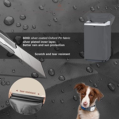 Portable Washing Machine Cover,Top Load Washer Dryer Cover,Waterproof Full-Automatic,Wheel Washing Machine Cover(XL,Grey)
