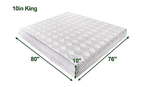 King Size Mattress, 10 Inch Cooling-Gel Memory Foam Bed Mattress in a Box for Back Pain & Pressure Relief, Therapeutic Medium Firm Mattresses, CertiPUR-US Certified (King)