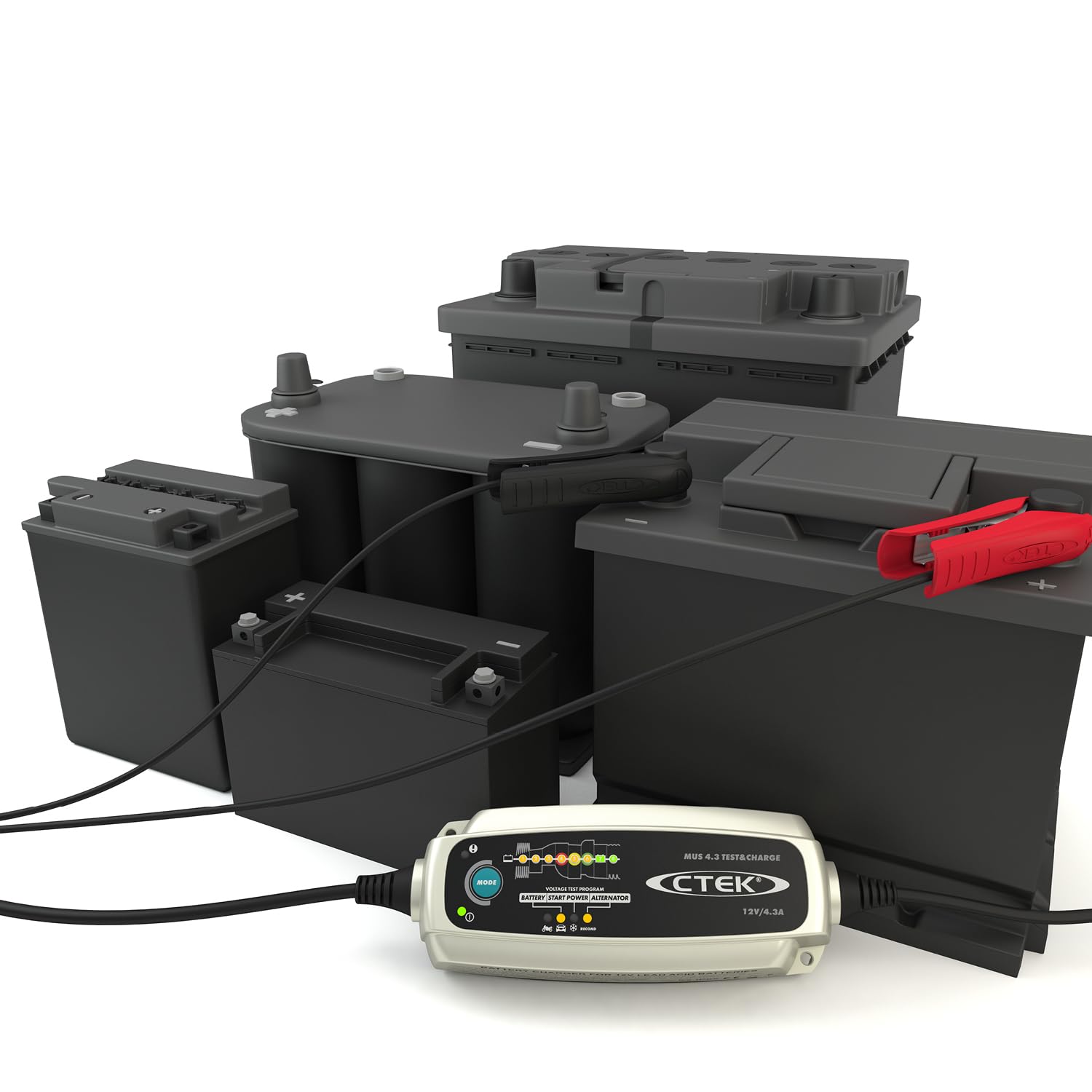CTEK 4.3 Test & Charge, 12 Volt Fully Automatic Charger with Unique Battery and Alternator Testing, Ideal for Long Term Storage