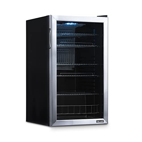 NewAir Beverage Refrigerator Cooler | 126 Cans Free Standing with Right Hinge Glass Door | Mini Fridge Beverage Organizer Perfect For Beer, Wine, Soda, And Cooler Drinks | AB-1200
