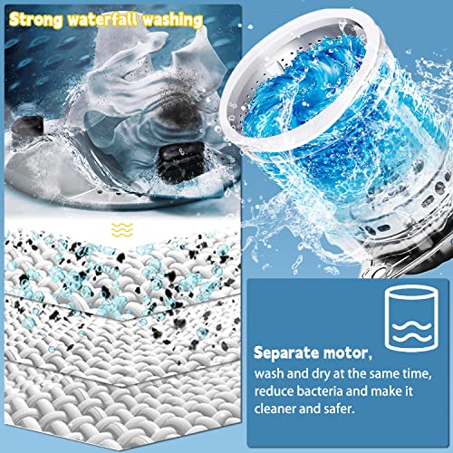 Greenvelly Portable Washing Machine Washer, 17.6 Lbs Small Mini Twin Tub Washer and Dryer Combo, Compact Laundry Clothes Washer, Automatic Wash and Spin Cycle for Apartment RV Dorm Camping (Blue Glass)