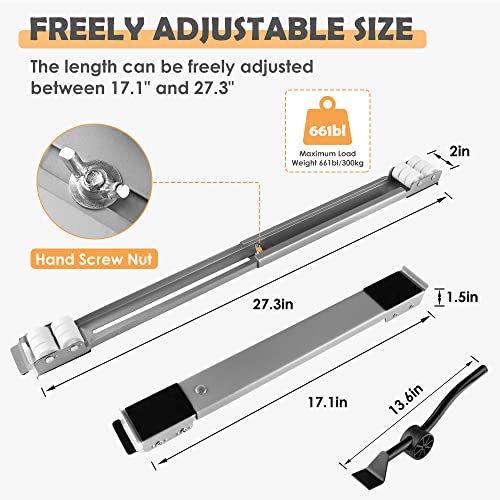 KELIXU Appliance Rollers Heavy Duty Furniture Dolly Mobile Roller, Washing Machine Stand with Wheels Mobile Base for Refrigerators, Dryers, Washing Machines, Support 660 LB, Gray