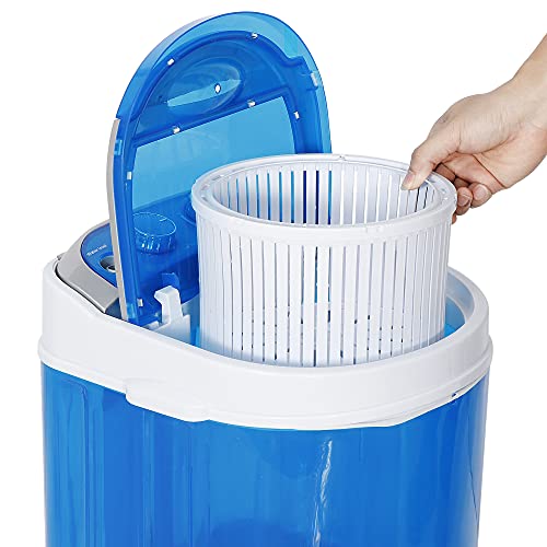 HomGarden 6.6lbs Capacity Mini Washing Machine for Compact Laundry, Portable Single Translucent Tub Washer with Timer Control and Spin Cycle Basket