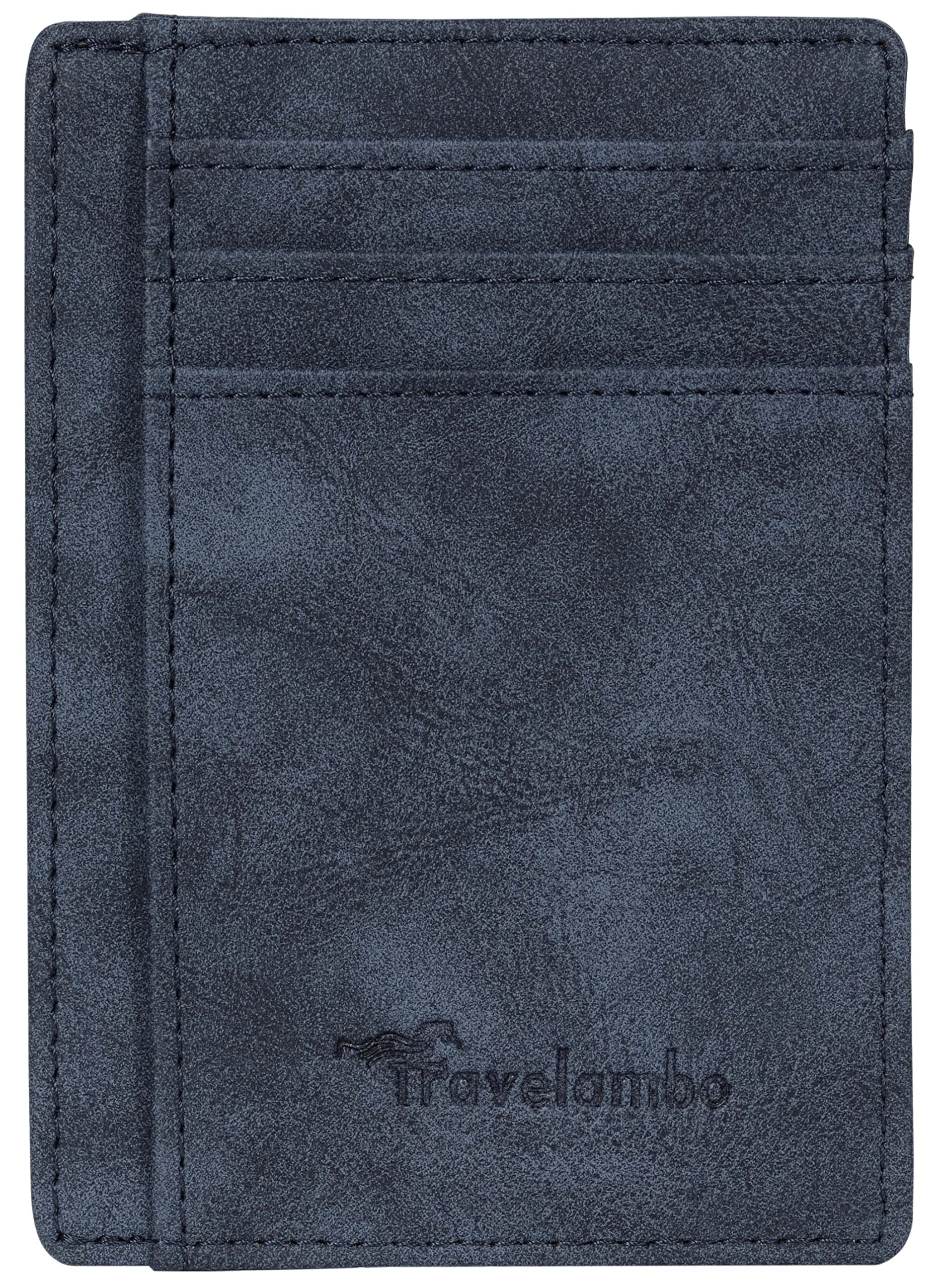 Travelambo Slim Wallet Front Pocket Minimalist Leather RFID Blocking Medium Size