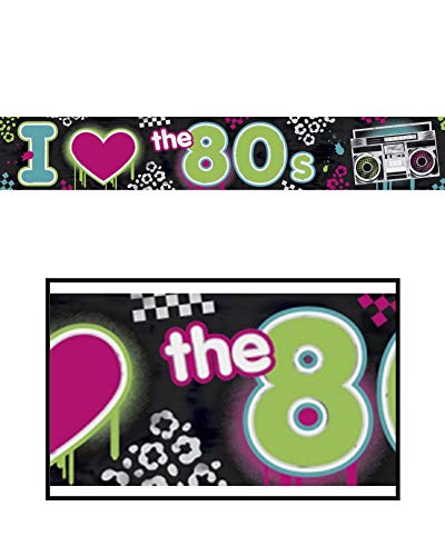 Amscan 80's Party Foil Banner, 25', Black