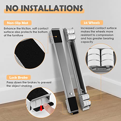 KELIXU Appliance Rollers Heavy Duty Furniture Dolly Mobile Roller, Washing Machine Stand with Wheels Mobile Base for Refrigerators, Dryers, Washing Machines, Support 660 LB, Gray