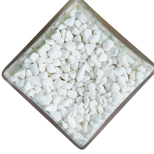 npkgvia White Gravel Pebble Stones Vase Fillers Potted Decorative Stone Garden Ornaments Ornament Bulk (White, One Size)