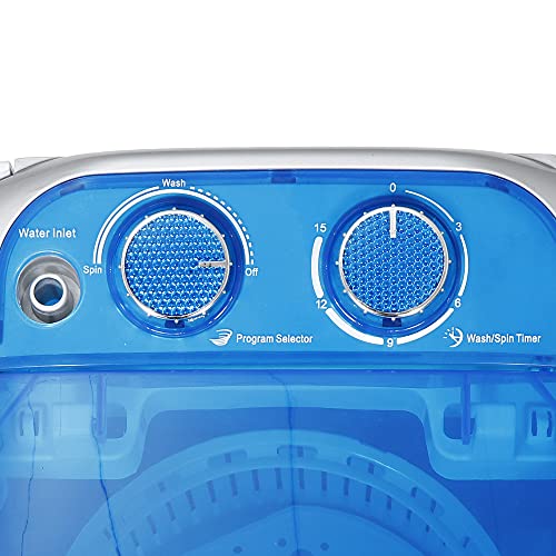 HomGarden 6.6lbs Capacity Mini Washing Machine for Compact Laundry, Portable Single Translucent Tub Washer with Timer Control and Spin Cycle Basket