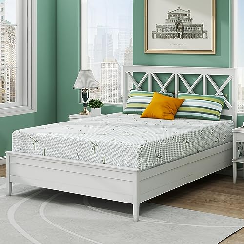IULULU King Mattress 10 inch Bamboo King Size Memory Foam Mattress in a Box Bed Mattress Cool Gel Mattresses King Medium Firm, CertiPUR-US,Green