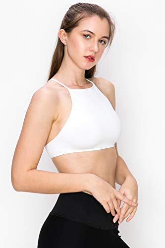 Kurve High Neck Bralette, UV Protective Fabric UPF 50+ (Made with Love in The USA), White/Pebble Set, Large/X-Large