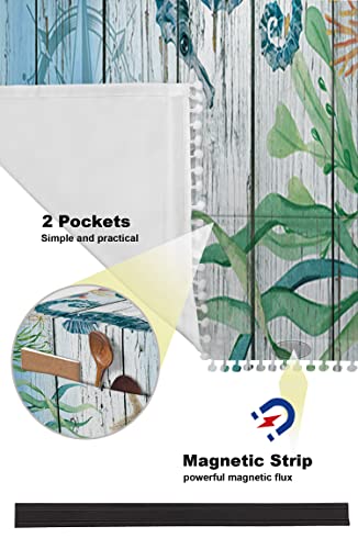 Washer Dryer Top Covers Hippocampus Ocean Life Fridge Dust Proof Cover Tablecloth Non Slip Nautical Compass Decorative Kitchen Appliance Protector with Side Storage Pockets 28x67inch
