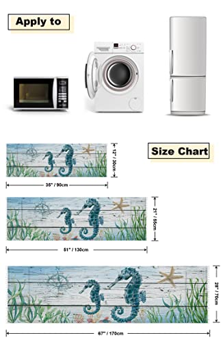 Washer Dryer Top Covers Hippocampus Ocean Life Fridge Dust Proof Cover Tablecloth Non Slip Nautical Compass Decorative Kitchen Appliance Protector with Side Storage Pockets 28x67inch