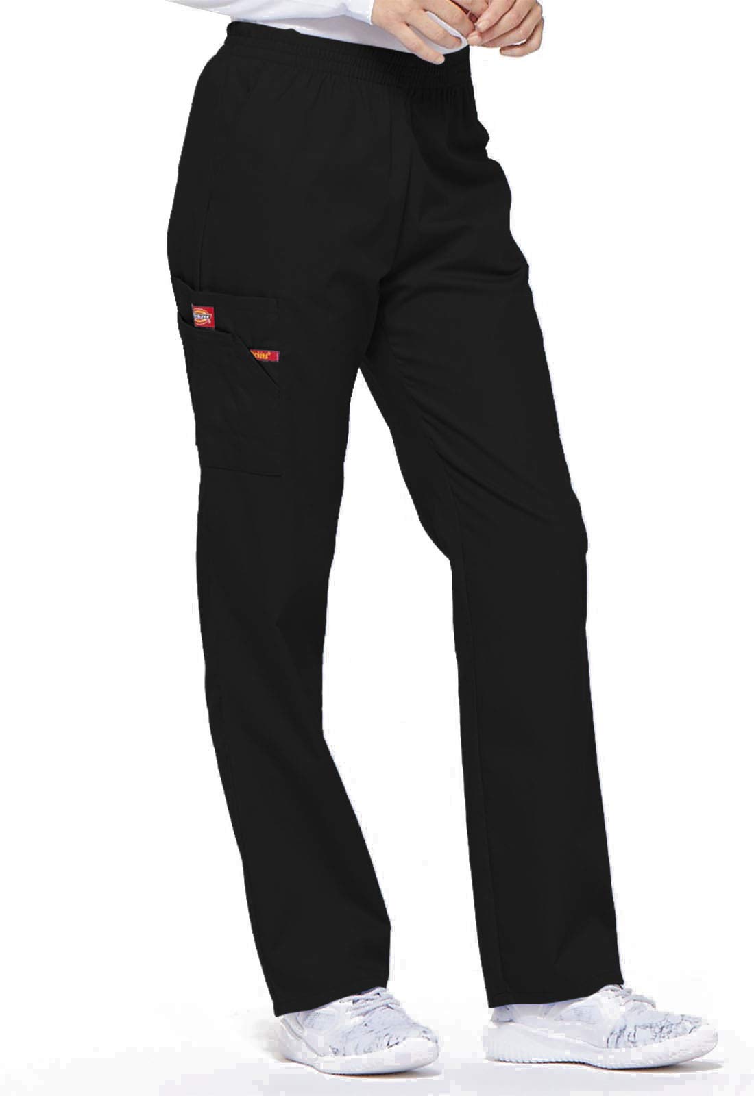 Dickies Women's Signature Elastic Waist Scrubs Pant, Black, Large