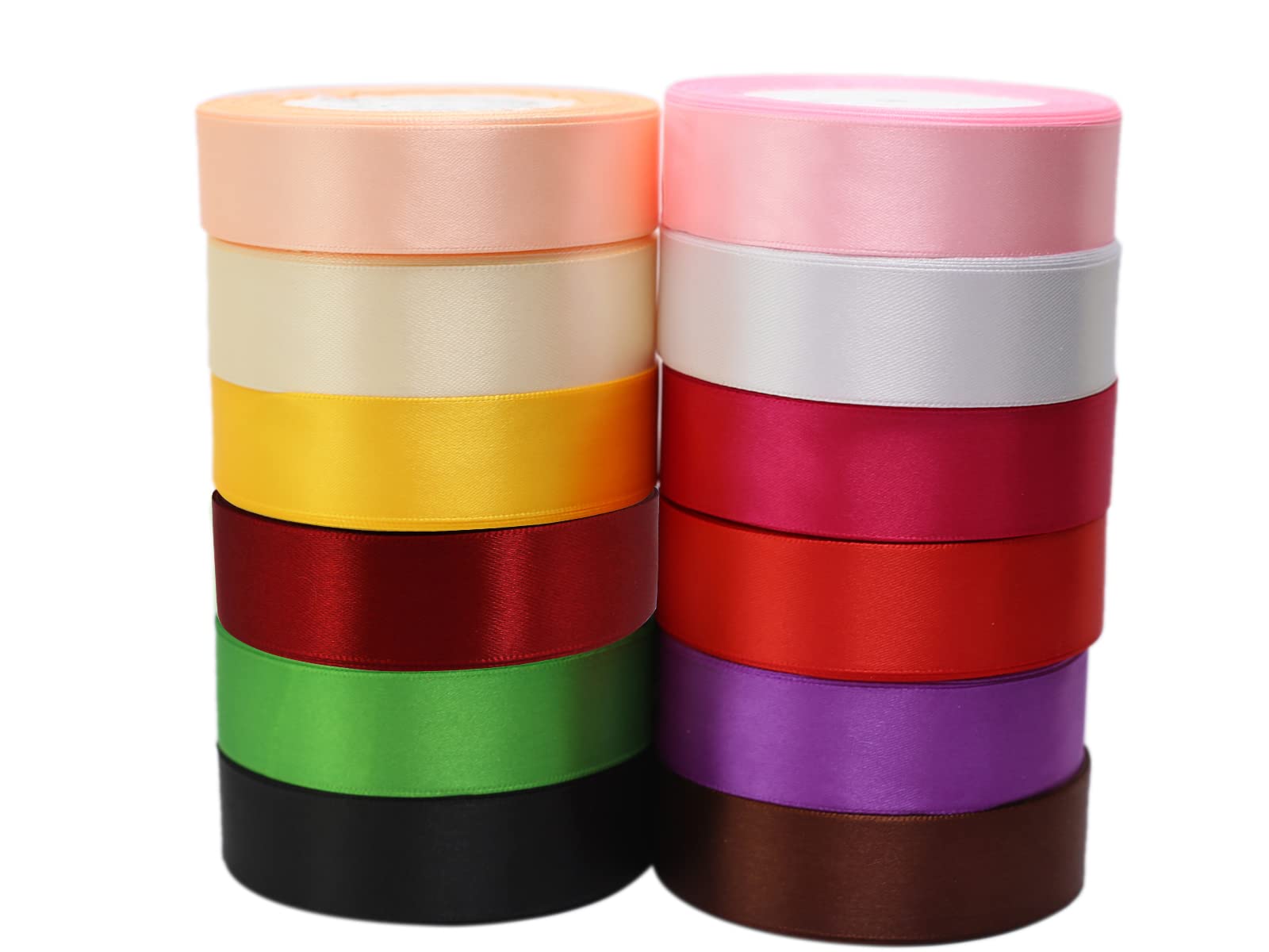 Colored Satin Ribbon 1 Inch - 300 yards Variety Colors - Wide Single Face Polyester Satin Ribbon for Gift Wrapping, Crafts, Hair Bows, Wedding Decorations, Bow Making & Valentine's Day Flower Bouquets
