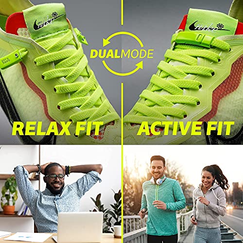 Set & Done 2 Pair Flat Elastic No Tie Shoe Laces for Sneakers, Adults & Kids with Tieless Smart Magnetic Locks (Black + White)