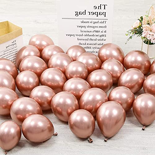 Rose Gold Metallic Chrome Balloons,60pcs 12 inch Latex Party Balloons for Birthday Wedding Bridal Shower Decoration