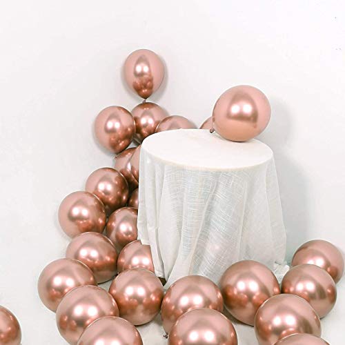 Rose Gold Metallic Chrome Balloons,60pcs 12 inch Latex Party Balloons for Birthday Wedding Bridal Shower Decoration