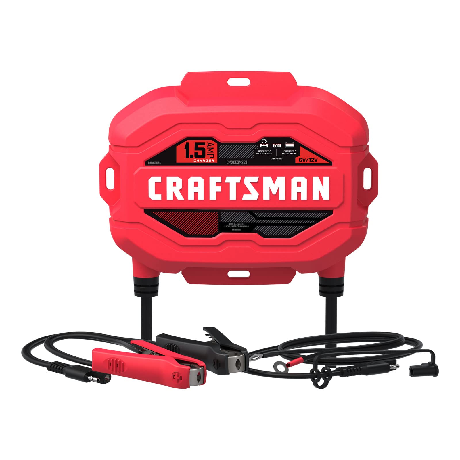 CRAFTSMAN Battery Charger and Maintainer, CMXCESM259, 3-in-1, Fully Automatic, 1.5 Amps, 6 Volt, 12 Volt, for Car, SUV, Truck, and Marine Batteries