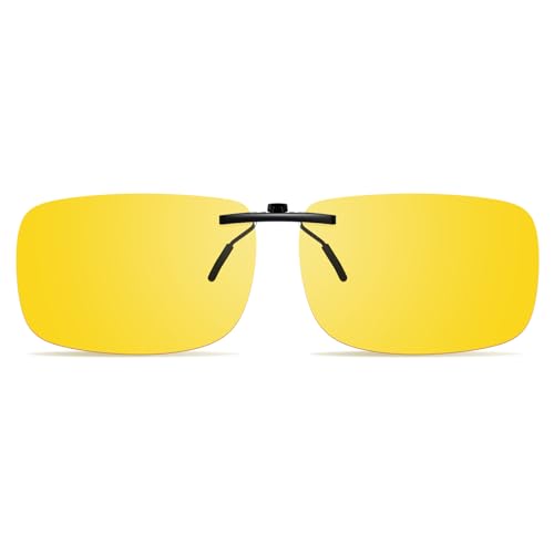 Goiteia Polarised Clip on Night Driving Glasses Anti Glare for Men Women Flip up,Minimize Glare from Headlights and LED Bulbs