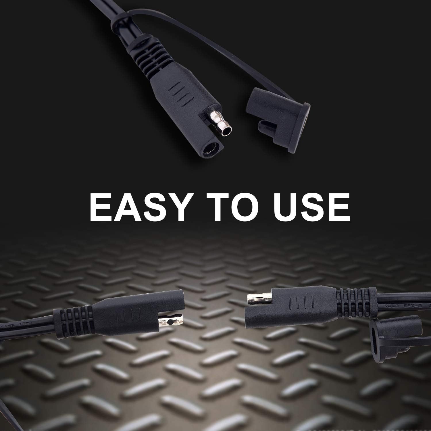 TOPDC 22" 10A Fused Ring Terminal 6 PCS Harness Quick Connect Extention Cord for Battery Charger/Maintainer