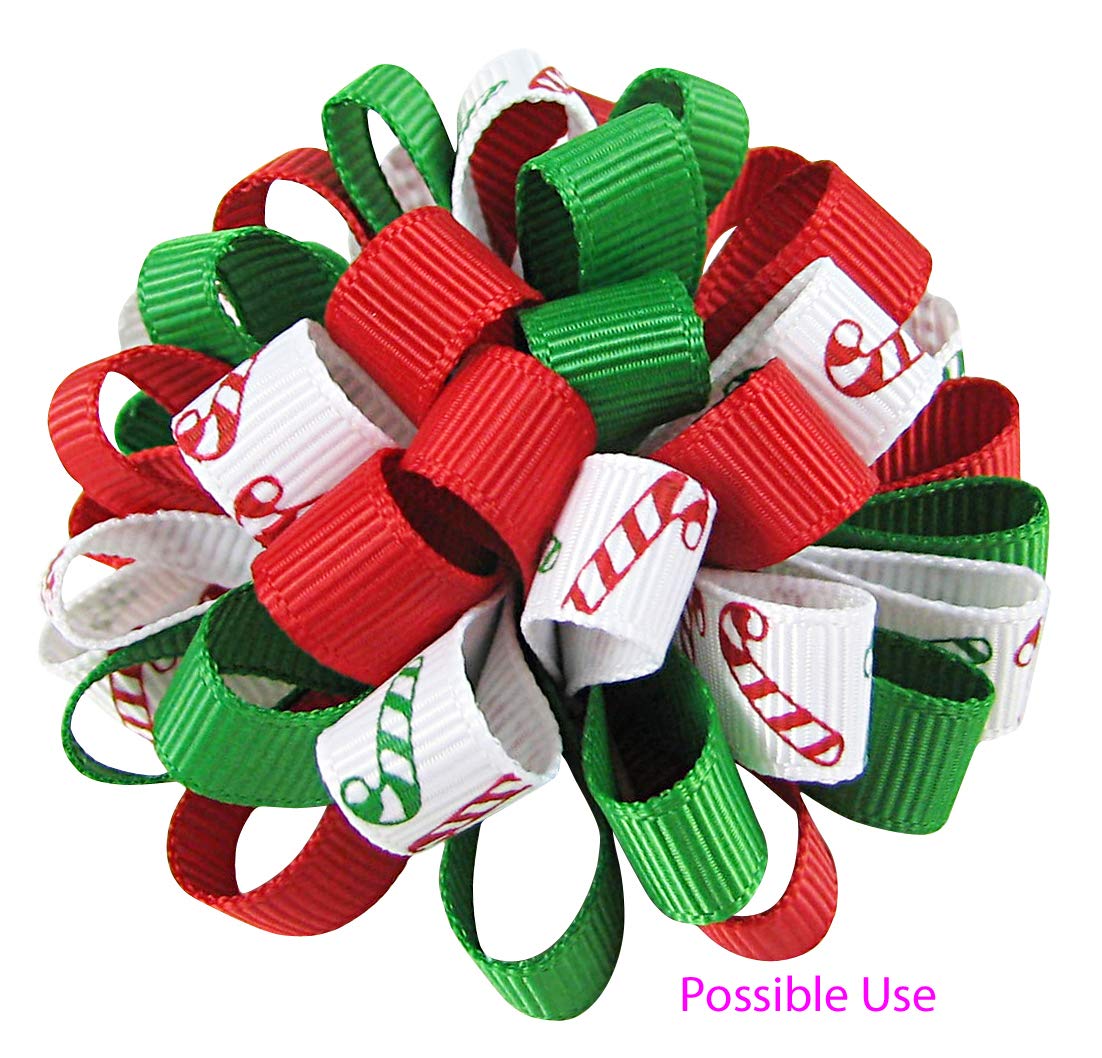 Holiday Christmas Grosgrain Ribbon Set for Gift Package Wrapping, Hair Bow Clip Accessory Making, Crafting, Decoration (60yd(12x5yd) 3/8" Grosgrain Ribbon-Xmas)