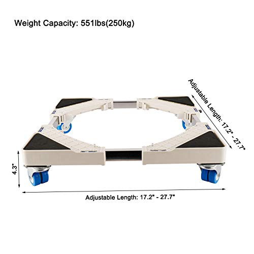 Artilife Multi-Functional Furniture Dolly Roller Base Adjustable Removable Base Refrigerator Stand for Washing Machine Refrigerator and Dryer