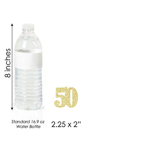 Gold Glitter 50 - No-Mess Real Gold Glitter Cut-Out Numbers - 50th Birthday Party Confetti - Set of 24