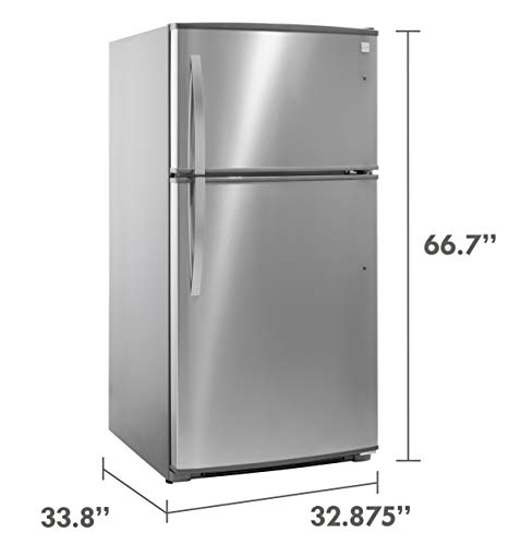 Kenmore Top-Freezer Refrigerator with LED Lighting and 20.8 Cubic Ft. Total Capacity, Stainless Steel