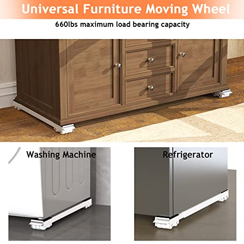 Ronlap Furniture Washing Machine Dolly, Extendable Appliance Rollers Refrigerator Heavy Duty, Washing Machine Stand Wheels Fridge Appliance Dolly Movers Mobile Washer and Dryer Moving Base, White
