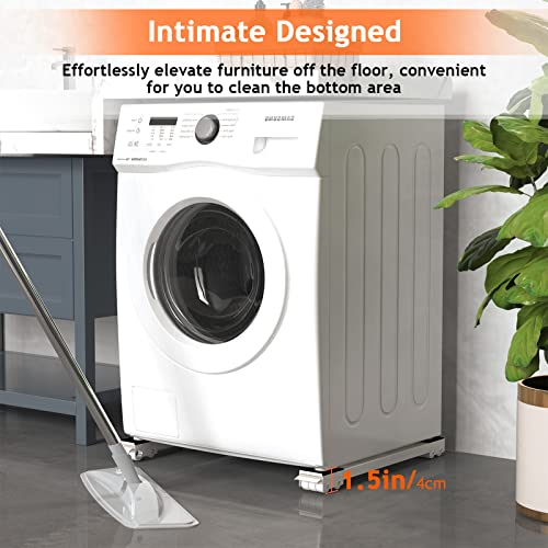 Ronlap Furniture Washing Machine Dolly, Extendable Appliance Rollers Refrigerator Heavy Duty, Washing Machine Stand Wheels Fridge Appliance Dolly Movers Mobile Washer and Dryer Moving Base, White
