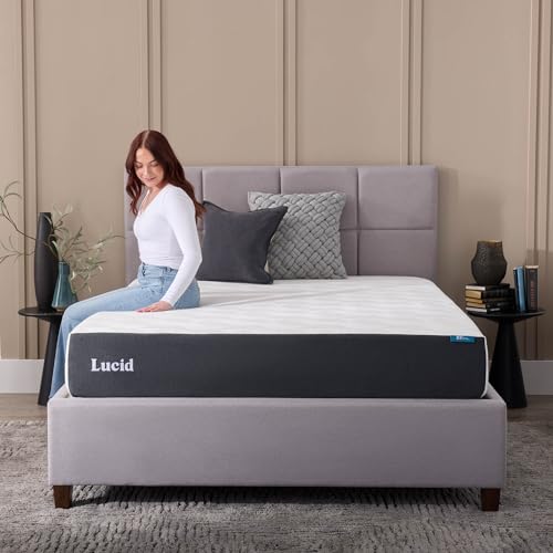 LUCID 10 Inch Memory Foam Mattress - Firm Feel - Infused with Bamboo Charcoal and Gel - Bed in a Box - Temperature Regulating - Pressure Relief - Breathable - King Size