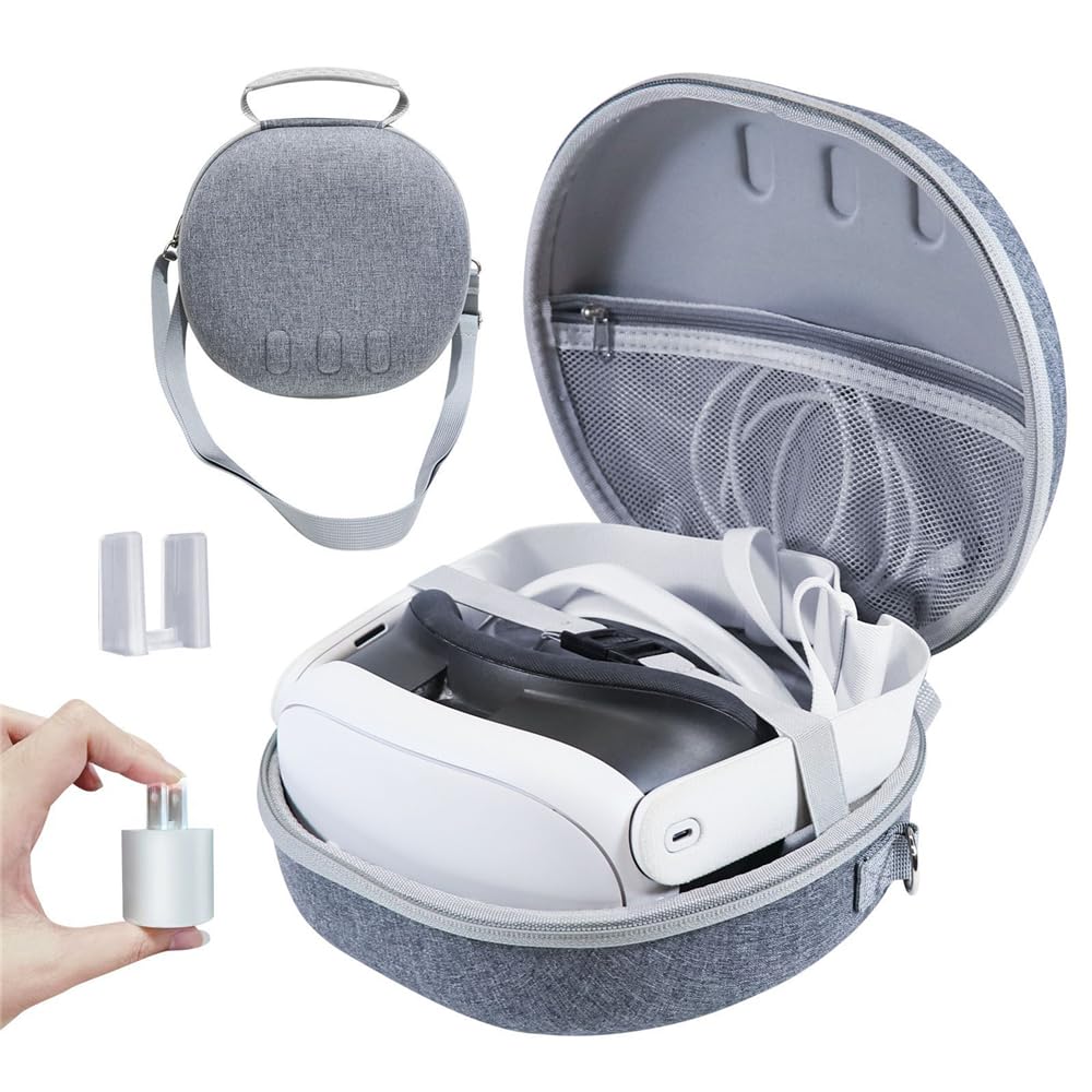 Zhixteu Case for Meta Quest 3, Hard Carrying Case for Meta Quest 3 Accessories, All-in-One Travel Case for VR Headset, Head Strap, Controller Accessories for Meta Quest 3 (grey)