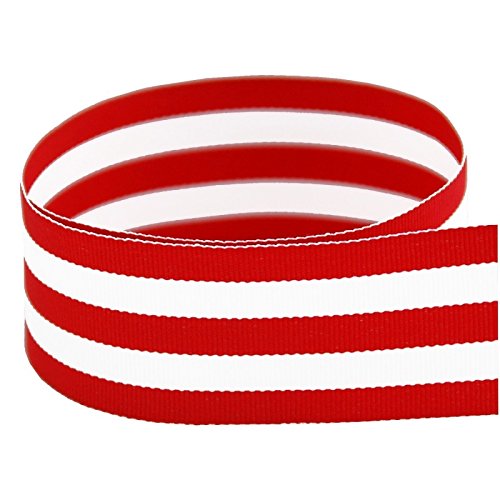USA | American Made 1-1/2" Red & White Taffy Striped Grosgrain Ribbon - 20 Yards