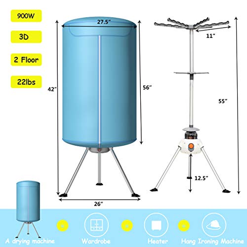 Giantex 17.6lbs Portable Washing Machine, 900W Clothes Dryer, Electric Laundry Dryer and Heater, Washer & Spinner Combo with Ventless Heating Stand for Apartment Travel RV