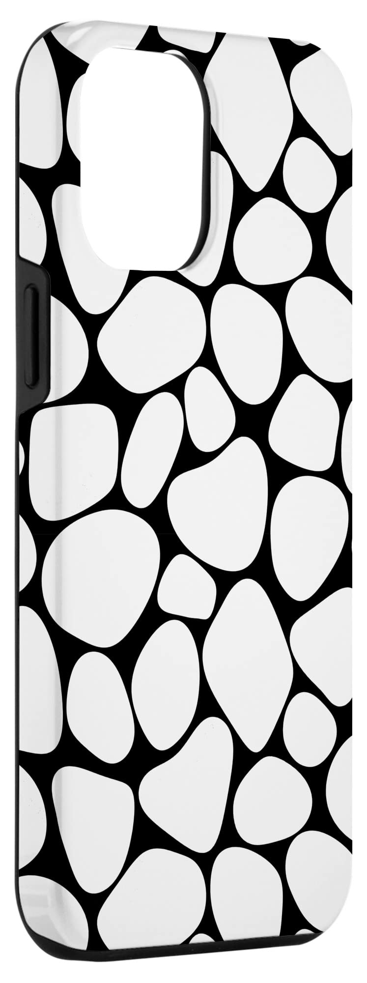 iPhone 12 Pro Max Black & White Pebble Pattern Decorative Rock Shapes Case